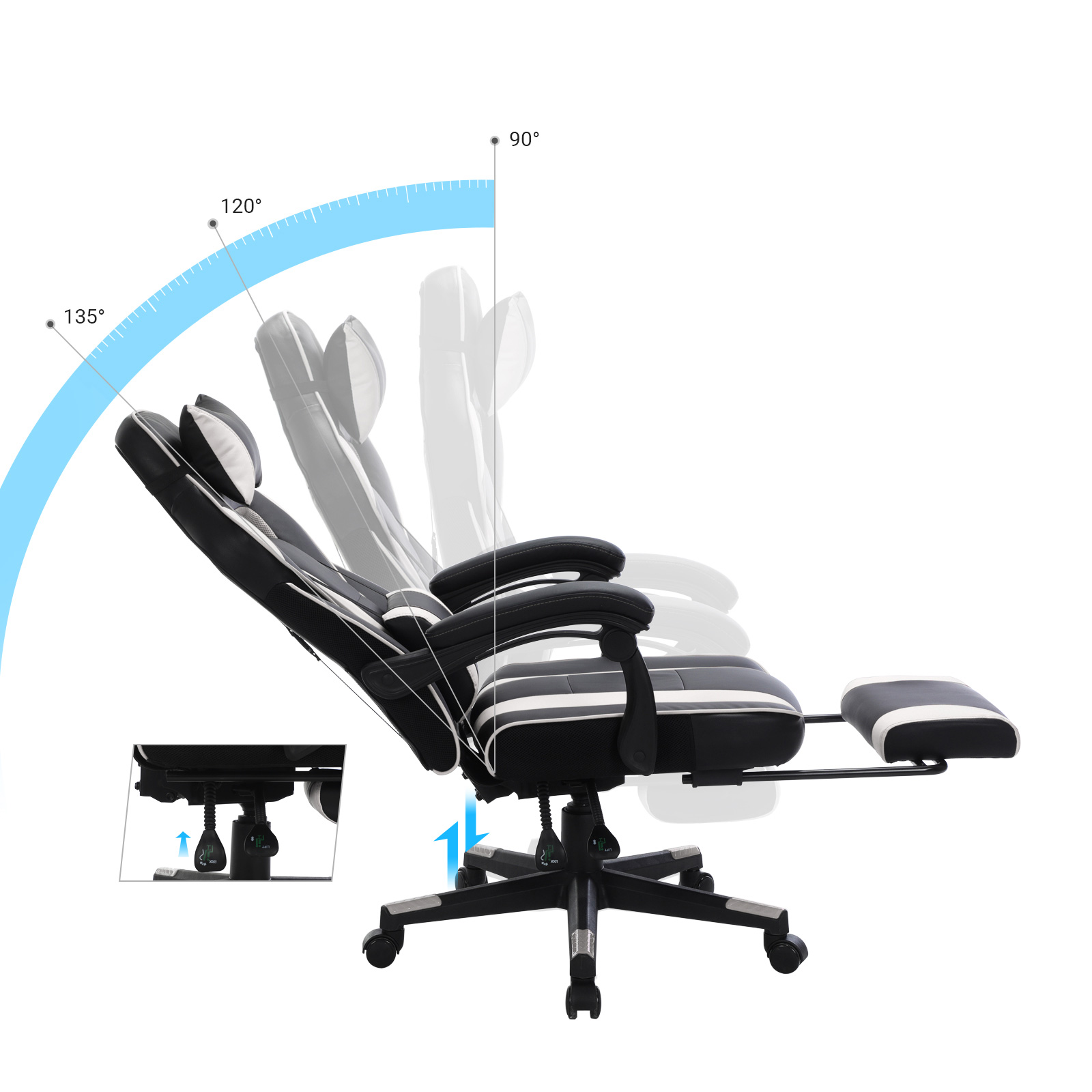 SONGMICS Sedia da Ufficio, Poltrona Racing Ergonomica, con Poggiapiedi ... SONGMICS Sedia da Ufficio, Poltrona Racing Ergonomica, con Poggiapiedi ...